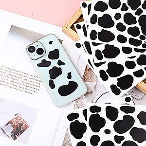 Thinp 340 Pcs Cow Print Stickers,Waterproof Cow Print Vinyl Self-Adhesive Black Vinyl Cow Print Wall Peel and Stick Cow Print Decor Cow Print for Wall Cars Cups DIY Crafts Cow Theme Party Decor