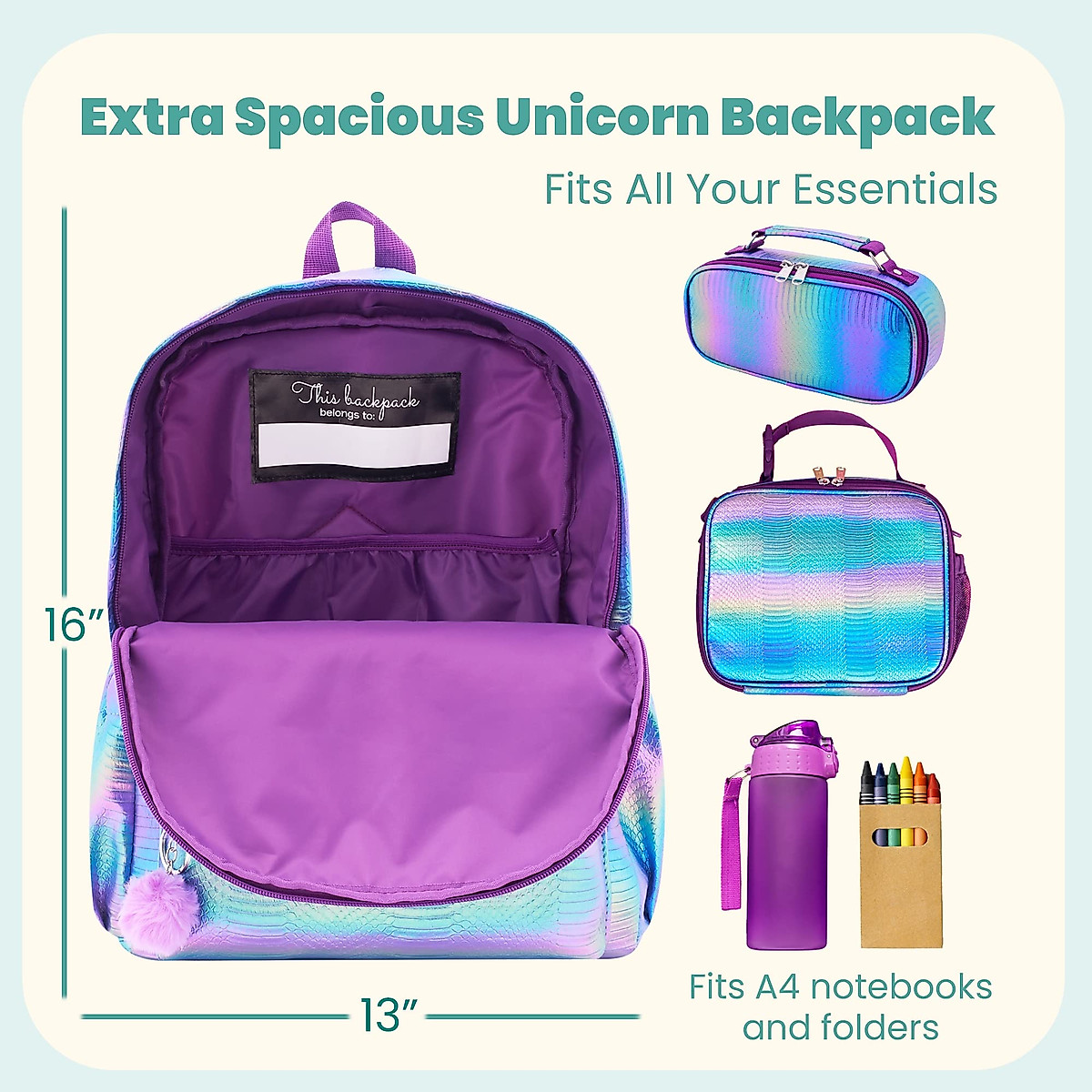 Unicorn Girls Lunch Box Kids Lunch Box - Kids Lunch Bag Kids Insulated Lunch Bag for Kids - Unicorn Lunch Box for Girls - Lunch Boxes for Kids Kid Lunch Box Toddler Lunch Box for Daycare Kids Lunchbox