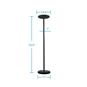 Tenergy Torchiere Dimmable LED Floor Lamp, Remote Controlled 30W (150W Equivalent) Standing Lamp, 90° Adjustable Top, Wall Switch Smart Outlet Compatible, Warm White Light