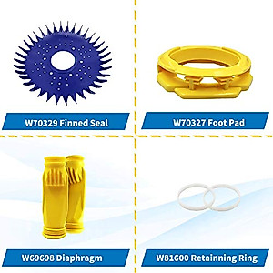 Pool Cleaner Parts for barracud G3 (Set of 6),Includes W70329 Finned Seal, W69698 Long Life Diaphragm with W81600 Retaining Ring, W70327 Foot Pad Compatible with Diaphragm G2,G3,Replace W69721 W72855