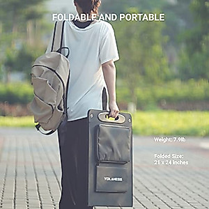 YOLANESS Portable Solar Panel for Power Station, 100W/20V Foldable Solar Panel Charger with Adjustable Kickstand and USB Outputs for Camping