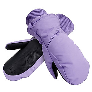 SimpliKids Kids Mittens Winter Insulation Waterproof Girls Ski Mittens,Toddler,Lavender