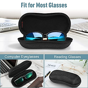 Fintie Sunglasses Case, Hard EVA Shell Shockproof Sport Glasses Case with Metal Carabiner Travel Zipper Eyeglasses Case (Black)