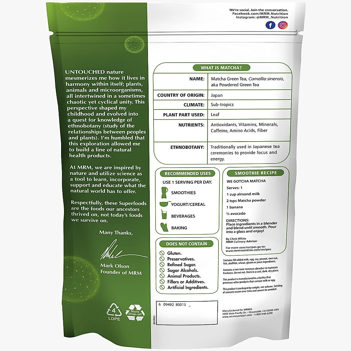 MRM Super Foods - Matcha Green Tea Powder, 6 Ounce