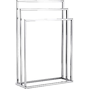 Freestanding Towel Rack, 3 Tier Metal Towel Bar Stand, Silver-Tone Chrome Plated by Madison Home Products