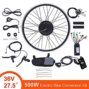 DCEHKR E-Bike Conversion Kits 36V Electric Bike Front Hub Conversion Kit with Brushless and Gear Motor 500W Electric Bicycle Conversion Kits Suitable for 27.5-inch Front Wheel Ebike