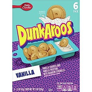Dunkaroos Vanilla Cookies and Vanilla Frosting with Rainbow Sprinkles, 6 ct