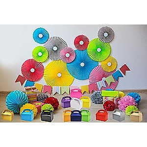 The Dreidel Company Gable Treat Boxes, Party Favors, 6.25" x 3.5" x 3.5" Inch Box, Pack of 25 (Pink)