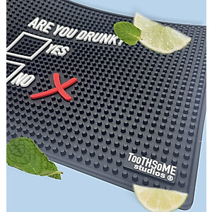 Are You Drunk? 17.7" x 11.8" Funny Bar Spill Mat Rail Countertop Accessory Home Pub Decor Slip Resistant Durable Thick Bar Covering For Craft Brewery Kitchen Cafe and Restaurant Decor