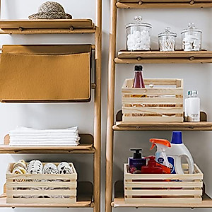 ZENFUN 3 Pack Wooden Nesting Crates with Handles, Decorative Hand Crafted Wood Box Nesting Crate Farmhouse Storage Basket Container for Display and Organization, Home Centerpieces