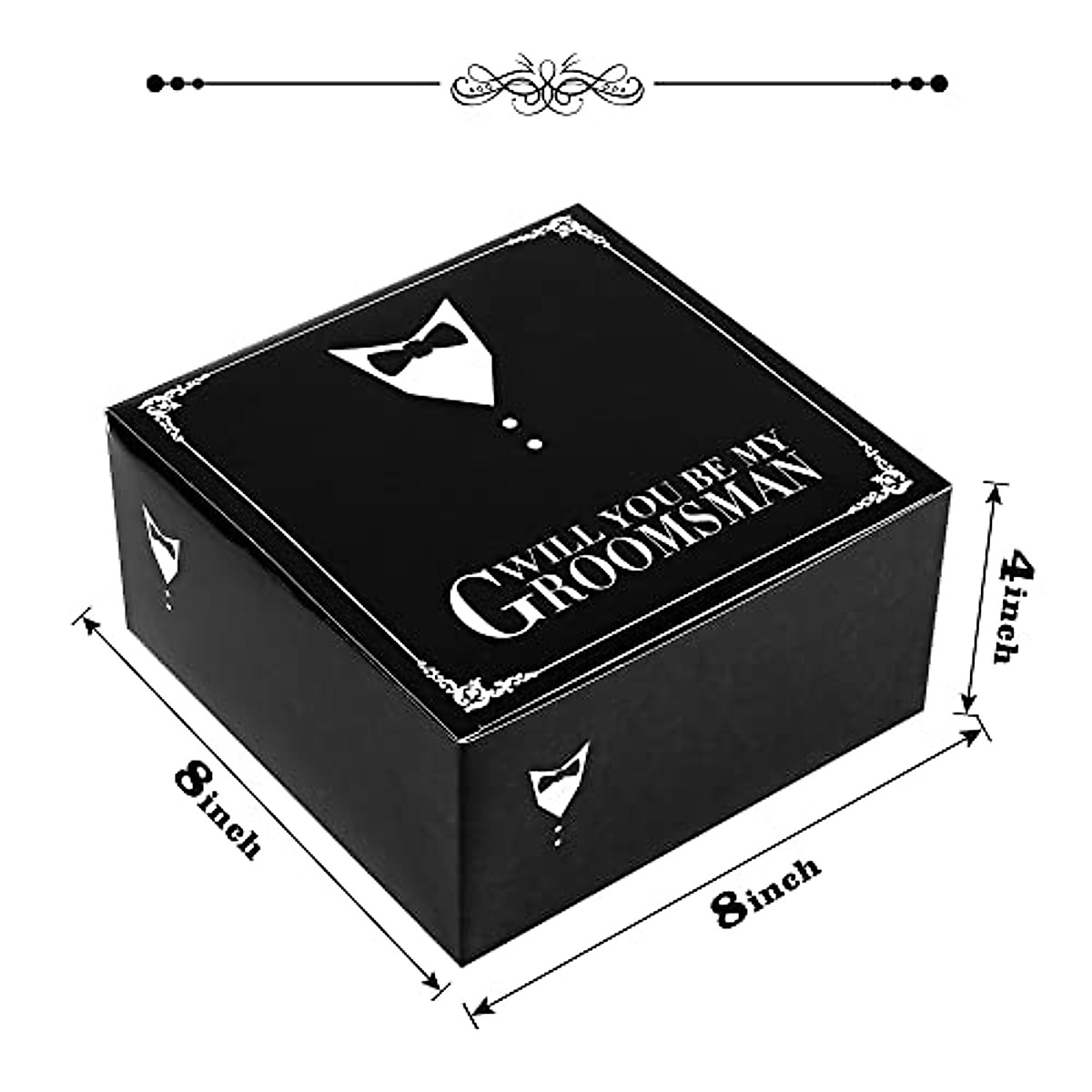 40 Pieces Groomsmen Proposal Box Set of 8 Groomsmen Box 8x8x4 inch With 8 Will You Be My Groomsman Labels and 8 Groomsmen Proposal Cards 8 Sunglasses （7 Groomsmen, 1 Best Men ）and 8 Poker Card Beer Bottle Opener Cap