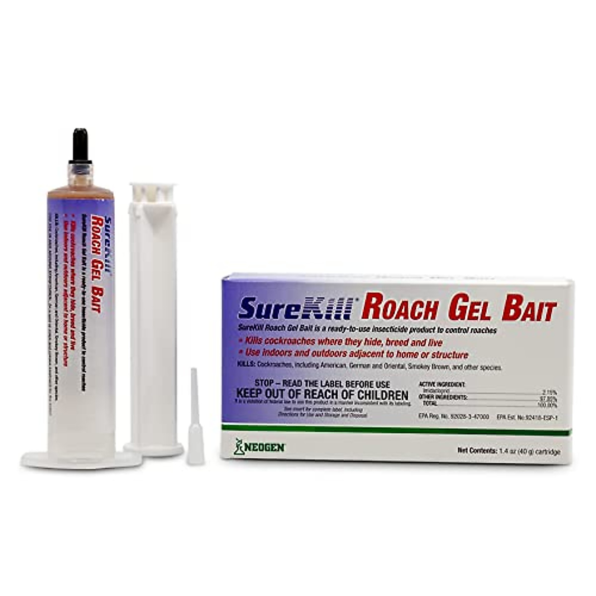 Neogen Sure Kill Roach Gel Bait- Roach Killer Indoor Infestation- Kill Roaches Indoor and Outdoor- Perfect Household Solution- Available with Premium Quality Centaurus AZ Gloves- 40 Gram