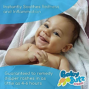 Baby Butz Diaper Rash Cream, 100% Natural Zinc Oxide Maximum Strength Butt Paste, Barrier Baby Cream to Help, Relieve & Prevent Diaper Rash, Hypoallergenic, Ointment for Newborns, Infants- 4oz