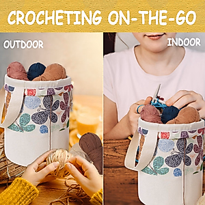 TOGETRUE Yarn Bag, Knitting Crochet Bag, Portable Yarn Storage Bags Organizer for Crocheting Project, Store Skein Ball, Short Knitting Needle (Large, Butterfly)