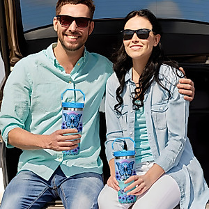 30oz Insulated Butterfly Tumbler with Handle, Featuring a Leak-proof 2-in-1 Lid and Straw, a Vacuum-insulated Travel Coffee Mug, Portable Stainless Steel Water Bottle, Suitable for Both Women and Men