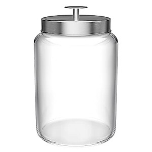 KooK Glass Large Kitchen Canister Set, Food Storage Containers, Bathroom Jars, Airtight Lids, 3.7 Liters.98 gallons, Set of 2 (Stainless Steel)