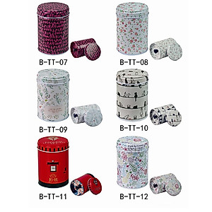 Leoyoubei 3.55x2.55 Inch Dry Storage Tinplate Caddy Box Retro Double Cover Home Kitchen Storage Containers Colorful Tins Round Tea Tins Set of 6 (shipped randomly)