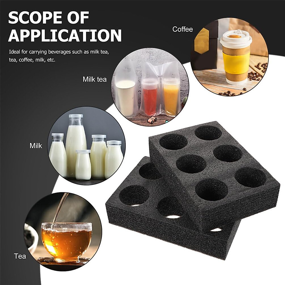 Cabilock 3pcs Milk Tea Drink Cup Holder soda Cup Holder take Out Cup Holder Chinese Takeout containers Tool Tray Coffee Accessories Beverage Takeout Holder Drinks French Fries Pearl Cotton
