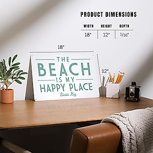 Lantern Press 12x18 Inch Metal Sign, Siesta Key, Florida, The Beach is My Happy Place, Simply Said