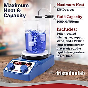 Fristaden Lab Magnetic Hot Plate Stirrer 280℃/536°F Max Temp 5L Capacity | Stir Plate Mixer Hotplate