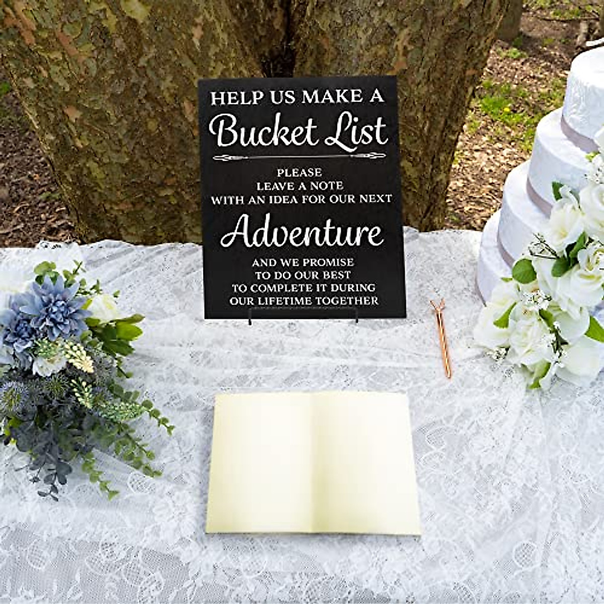 JennyGems Bucket List Wedding Signs, Wedding Decor, Wedding Reception Sign, Wedding Table Decorations, Wedding Bucket List, 10 x 12 Wooden Sign, Black