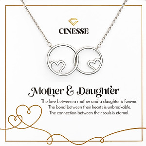 Realnique Interlocking Hearts Necklace Thoughtful gift for Mom, Daughter, Grandmother, Step Mom, Partner, Best Friends, Two Hearts As One Necklace