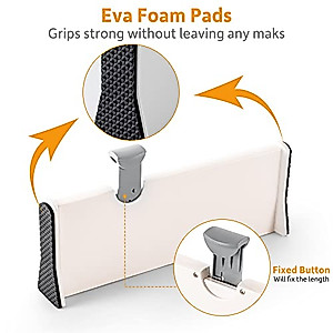 Olyzer 4 Pack Drawer Dividers Organizer, Adjustable Separators 4" High Expandable from 11-17" for Bedroom, Bathroom, Dresser, Office, Kitchen Storage, Clothing, Strong Secure Hold, Foam Ends