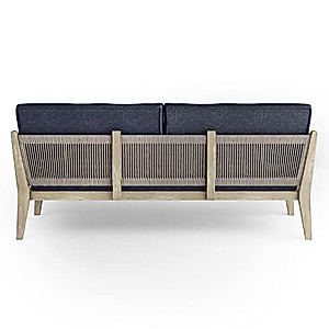SIMPLIHOME Cayman 77 Inch Wide Contemporary Outdoor Sofa with Décor Pillows in Slate Grey Polyester Fabric, For the Living Room and Family Room