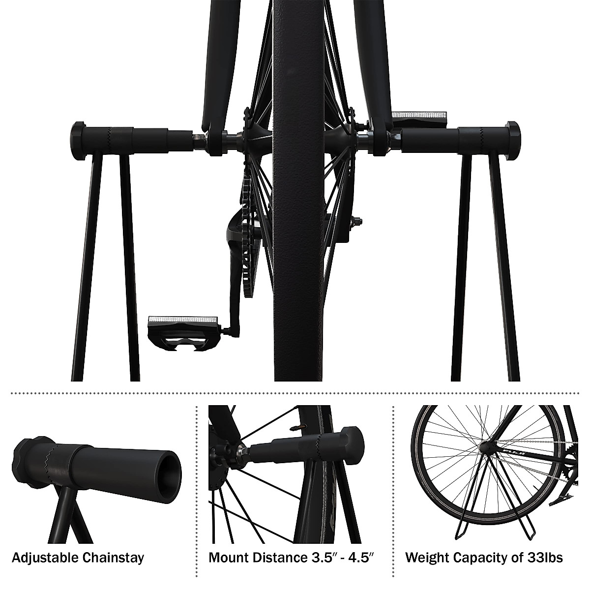 Bike Repair Stand - Foldable Bicycle Stand for Maintenance and Repairs with Adjustable Chainstay Mounts - Bike Accessories by RAD Sportz, Black, Large