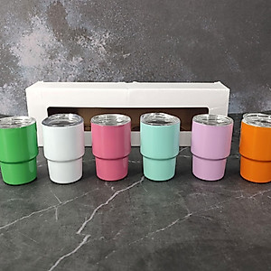 6 ColorsMini Tumbler Shot Glass,Mini Tumbler Shot Glass With Straw,Thermos Travel Coffee Mug,Tumbler Shot Glasses,Travel Mug For Hot And Cold Beverages