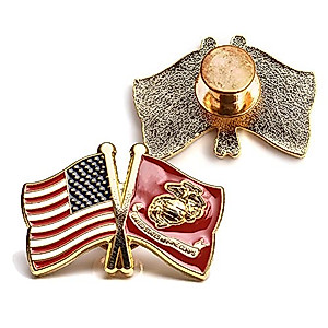 USA and USMC Marine Corps Flags Lapel Pin