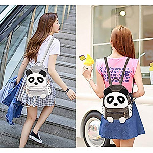BAG WIZARD Fashion Cute PU Rivet Mini Casual Style Panda Backpack for Girls