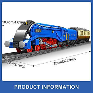 Mould King 12006 RC Mallard Train Building Kits for Kids, 2139 Pieces MOC Building Blocks Locomotive Train Set to Build, Steam Remote Control Train Bricks Toys for Boys