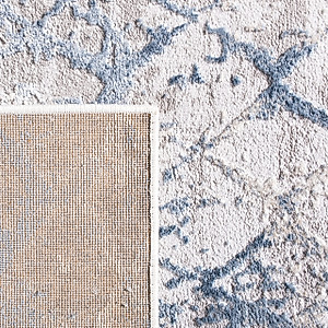 SAFAVIEH Amelia Collection Area Rug - 9' x 12', Light Grey & Blue, Modern Trellis Distressed Design, Non-Shedding & Easy Care, Ideal for High Traffic Areas in Living Room, Bedroom (ALA783G)