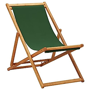imasay Folding Beach Chair Eucalyptus Wood and Fabric Green for Dining Room, Modern Kitchen Living Room,Garden,Indoor or Outdoor