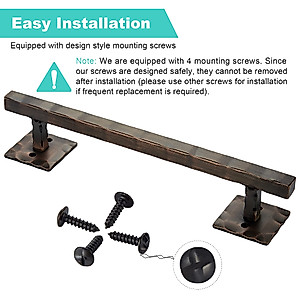 Eumtenr 12" Barn Door Handles for Sliding Door, Heavy Duty Large Rustic Design Barn Door Pull, for DIY Sliding Barn Door, Gate, Shed, Garage | Square Solid Metal Material, Oil Rubbed Bronze