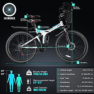 Vivi Electric Bike for Adults 26" Ebike, 500W Folding Electric Bike, 20MPH Adult Electric Bicycles with Removable 48V Battery, Up to 50Miles Range, Cruise Control, Dual Shock Absorber, UL 2849