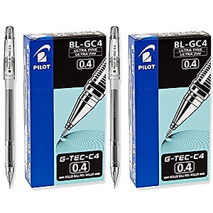 Pilot G-Tec-C Ultra Fine Black 0.4mm Rollerball Pen 2 Dozen [Office Product]
