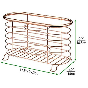 mDesign Metal Wire Hair Care & Styling Tool Organizer Holder Basket - Bathroom Vanity Countertop Storage Container for Hair Dryer, Flat Irons, Curling Wands, Hair Straighteners - Rose Gold