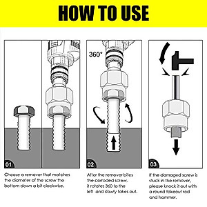 Topec 18-Piece Stripped Nut Remover, 3/8” Drive Impact Extractor Set, Damaged Bolt Nut Remover with Hex Adapter, Perfect Tool Kit for Removing Stripped, Damaged, Rounded off and Rusted Bolts & Nuts