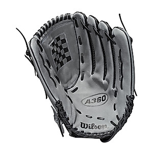 Wilson 2021 A360 SP14 14" Slowpitch Softball Glove - Right Hand Throw, Black/Grey