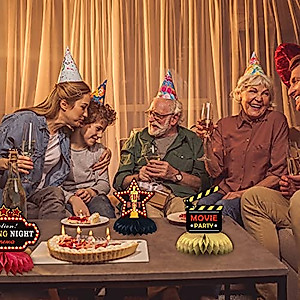 Movie Honeycomb Centerpiece, 8 Pieces Movie Night Birthday Party Decorations, Movie Themed Table Decorations, Movie Party Supplies, Movie Night Centerpieces for Tables, Film Camera Party Supplies