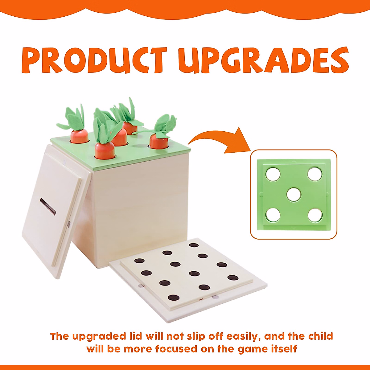 Montessori Toys for 1+ Year Old Baby Gifts,Play Kit Box Includes Carrot Harvest Games,Infant Coin Box,Fine Motor Skills Toys and Object Permanence Box,Montessori Toys for Babies 6-12 Month(4-in-1)