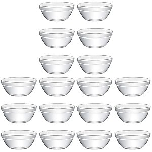 DOITOOL Set of 18 Glass Bowls, 2. 3 x 1. 1 Inch Mini Prep Bowls Stackable Glass Serving Bowls for Kitchen Prep, Dessert, Dips, Salad, Candy Dishes