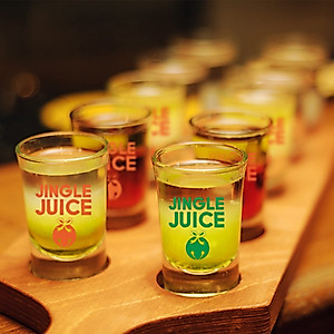 Let's Get Elfed Up - Green Christmas Shot Glasses - Set of 12 Glass Party Shot Cups with Double-Sided Prints - Holiday Cocktail Glasses for Drinking Liquor, Tequila, Vodka