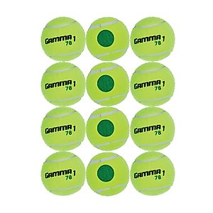 GAMMA Sports Kids Training (Transition) Balls, Yellow/Green Dot, 78 Green Dot, 12-Pack