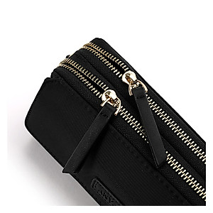 Lanyani crossbody wallet purse phone small shoulder bag with wristlet strap for women ladies (Nylon Black)