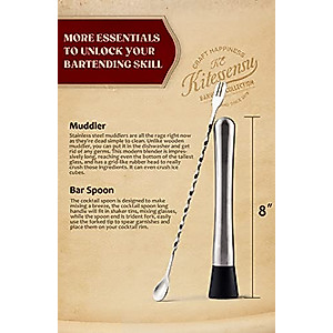 KITESSENSU Muddler and bar Spoon, 8 Inch Stainless Steel Muddler for Cocktails, Excellent Choice for Mojitos, Caipirinhas, Fruits, Herbs, Spices Based Drinks