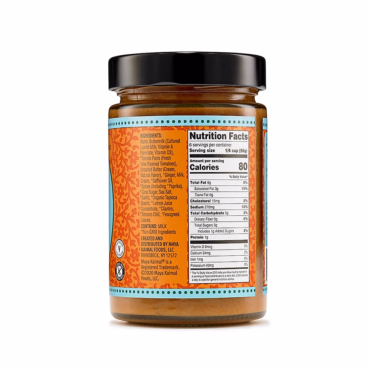 Maya Kaimal Butter Masala Sauce, 12.5 oz, Mild Indian Simmer Sauce with Creamy Tomato and Ginger. Vegetarian, Gluten Free