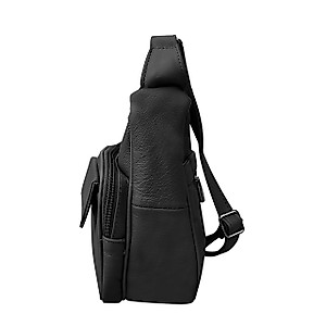 Roma Leathers Gun Concealment Shoulder Purse with Organizer - Cowhide Leather, Adjustable Strap - Black